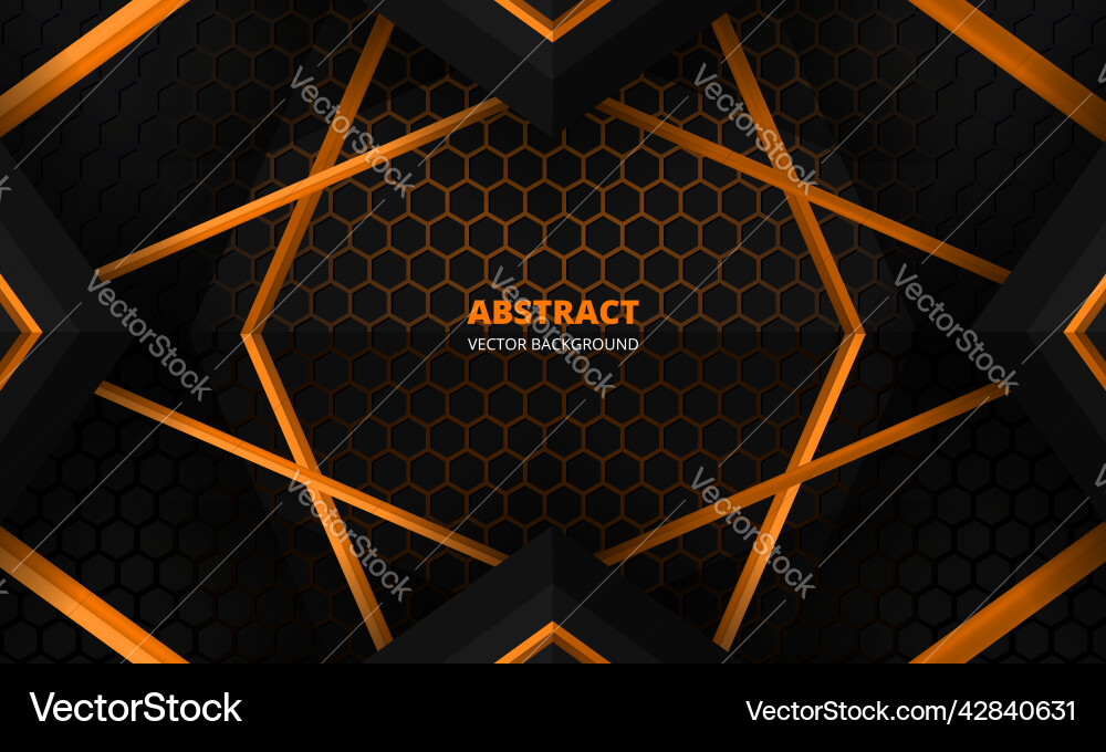 Futuristic black and orange abstract background Vector Image