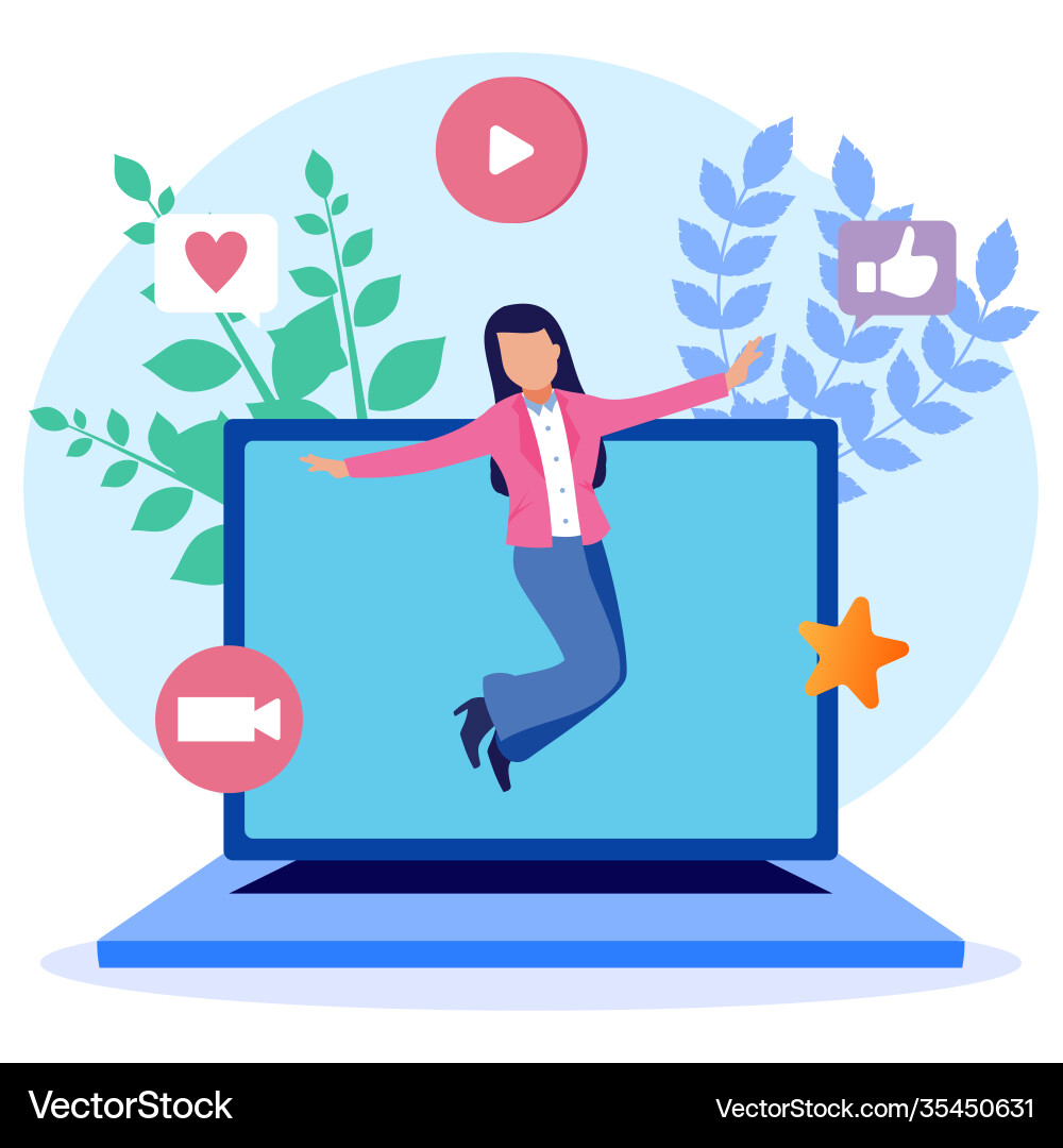 Graphic cartoon character influencer Royalty Free Vector