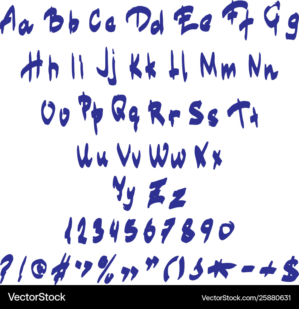 Handwritten alphabet on white background Vector Image