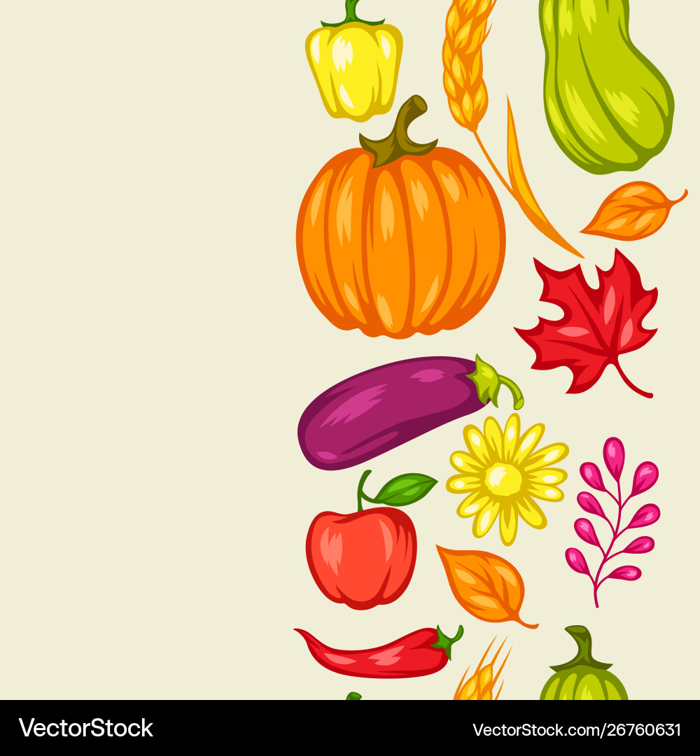 Harvest seamless pattern with fruits Royalty Free Vector