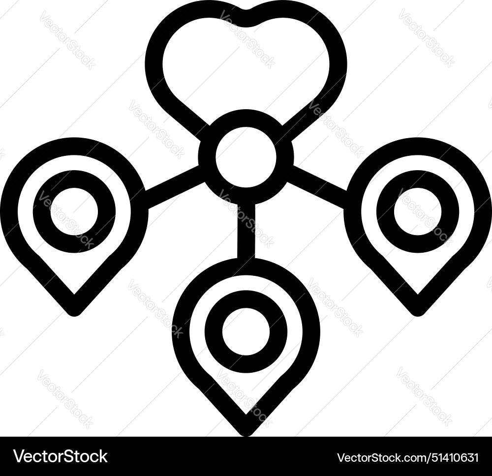 Heart connection with location pins Royalty Free Vector