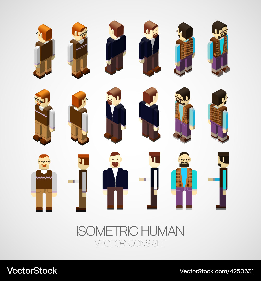 Isometric human set Royalty Free Vector Image - VectorStock
