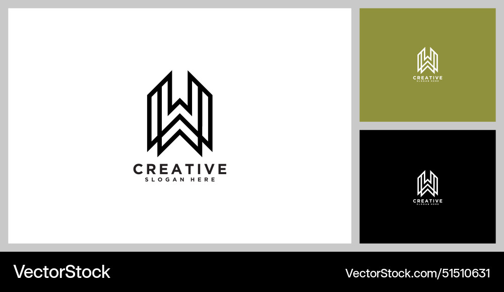 Letter w line logo design linear creative minimal Vector Image