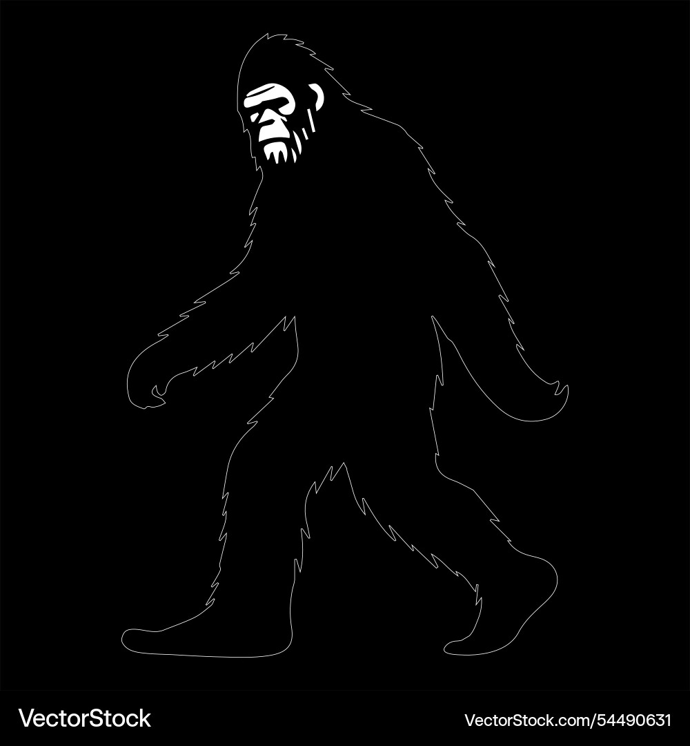 Minimalist bigfoot walking silhouette design Vector Image