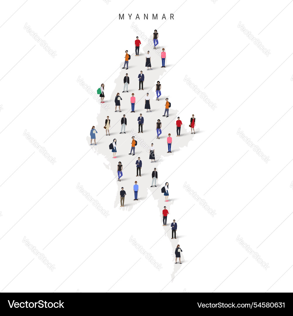 Myanmar population map large group of people Vector Image