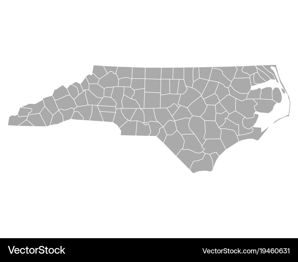 North Carolina County Map Royalty Free Vector Image