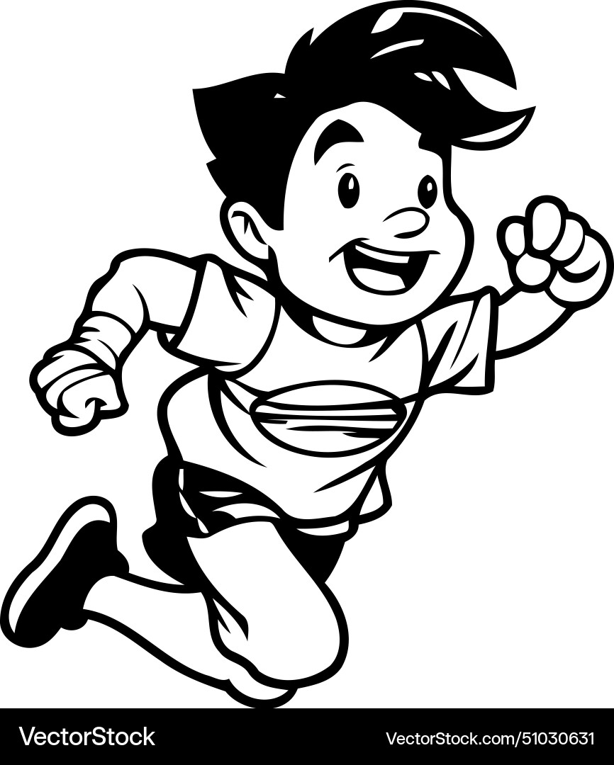 Running boy of a in comic style Royalty Free Vector Image