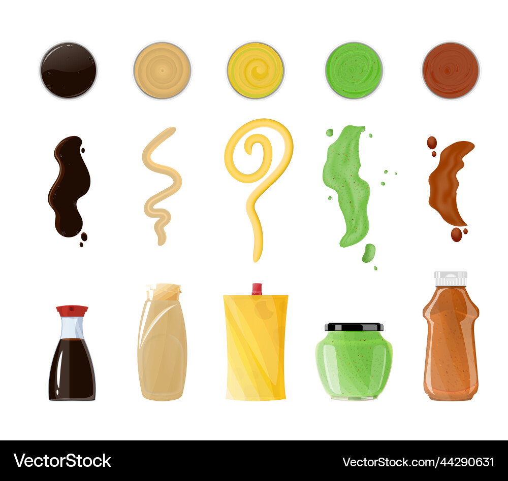 Sauces flat set Royalty Free Vector Image - VectorStock
