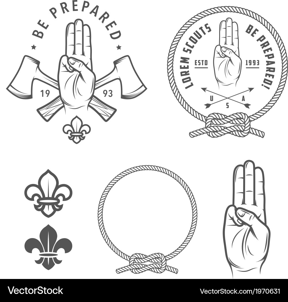 Scout symbols and design elements Royalty Free Vector Image