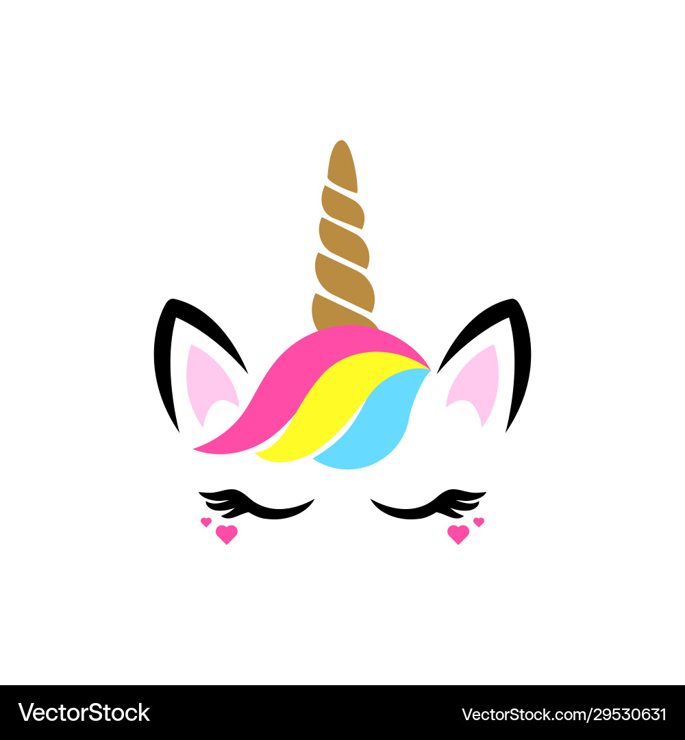 Unicorn face with forelock cute clipart Royalty Free Vector