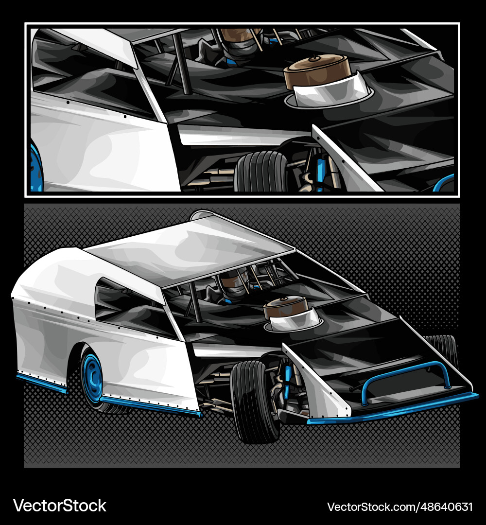 White drag racing car with black strip Royalty Free Vector