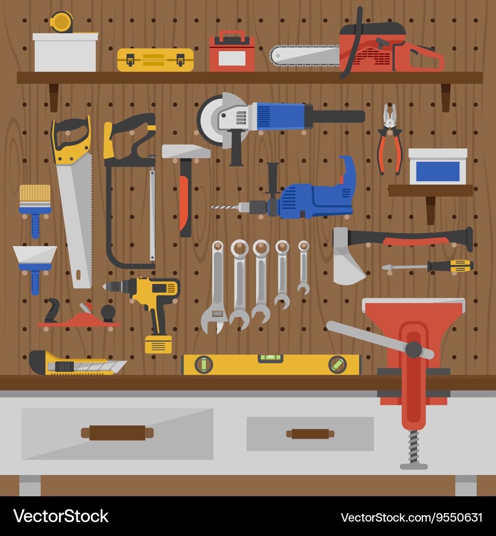 Work tools wall composition Royalty Free Vector Image