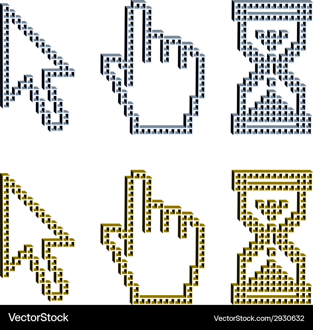 3d pixel cursors Royalty Free Vector Image - VectorStock