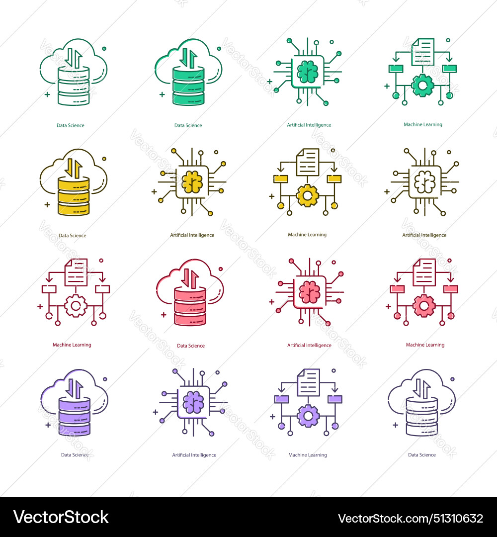 Artificial intelligence ai machine learning ml Vector Image