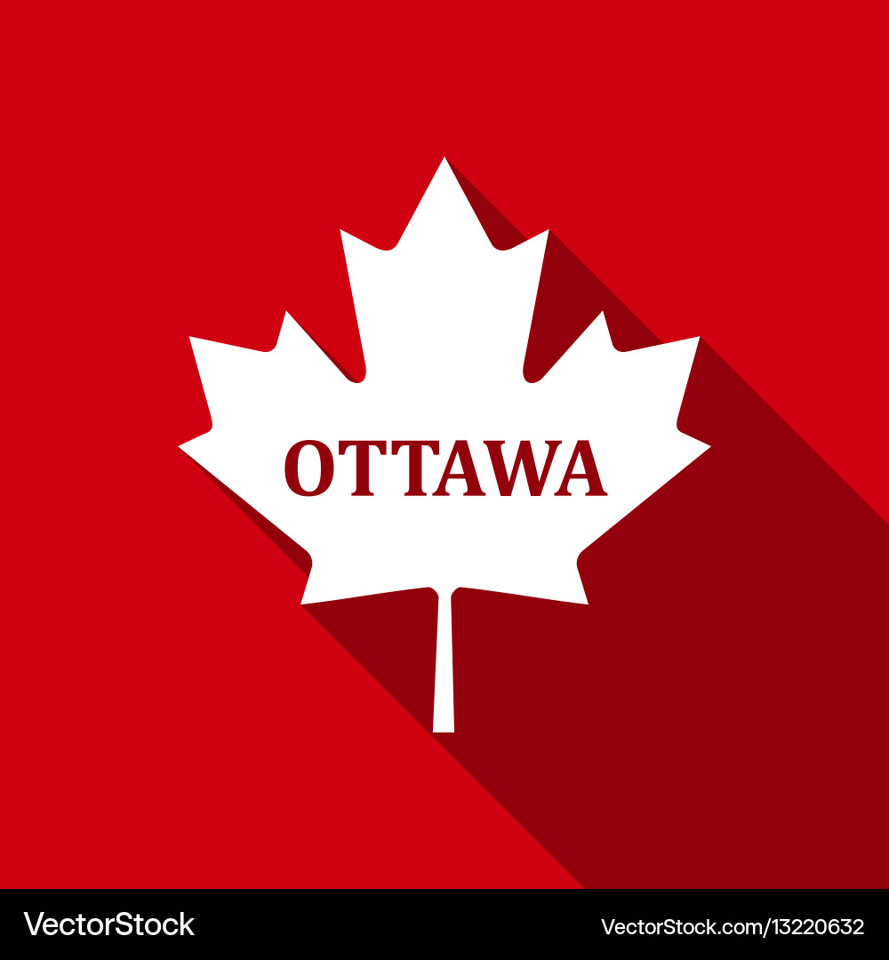 Canadian maple leaf with city name ottawa flat Vector Image