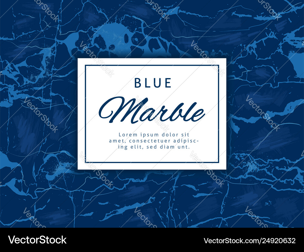 Deep blue marble background with banner Royalty Free Vector