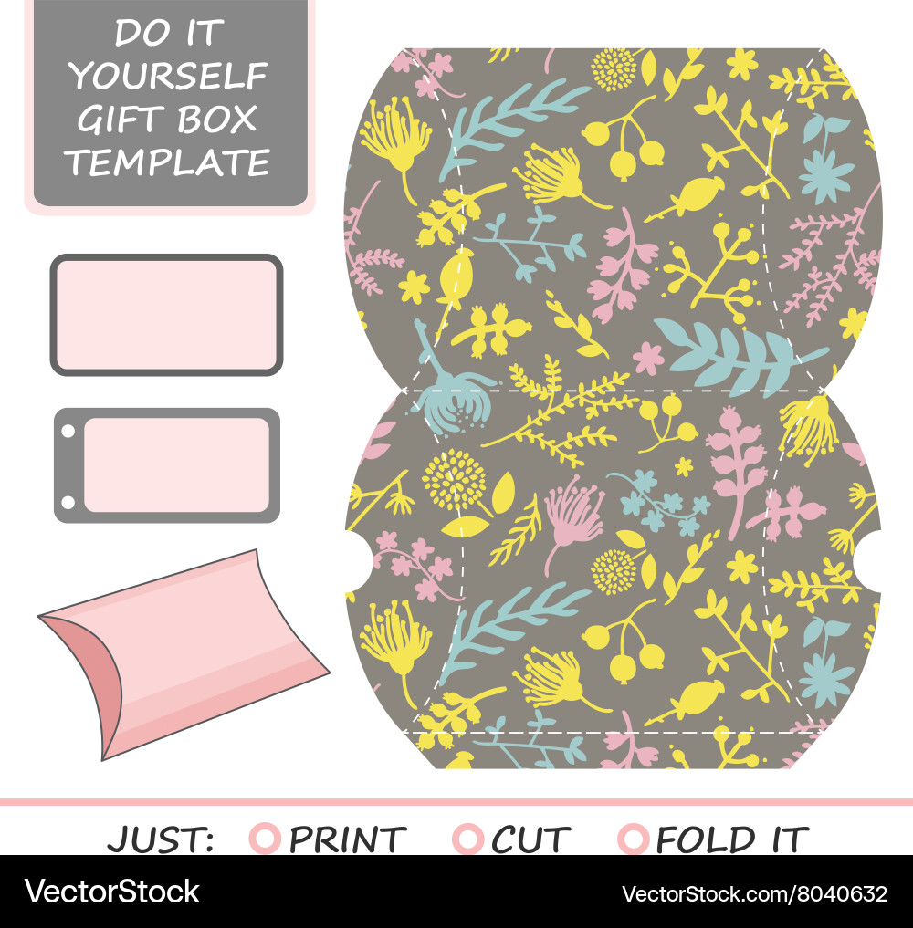 Favor gift box die cut template Royalty Free Vector Image