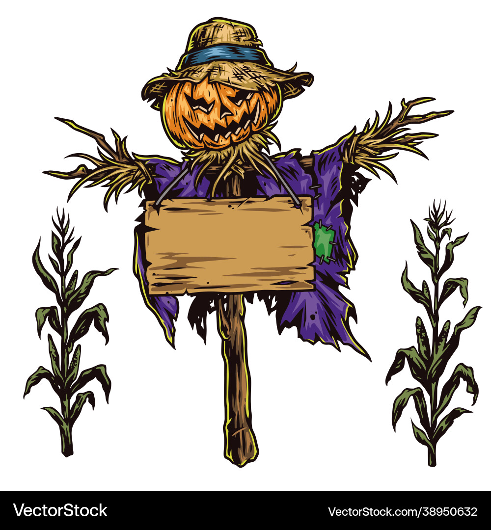 Halloween Scarecrow Patch Royalty Free Vector Image