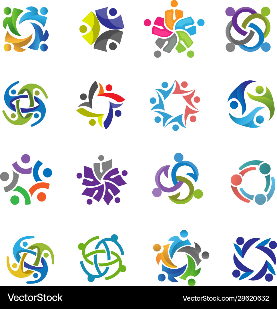 Human character for colorful community logo set Vector Image
