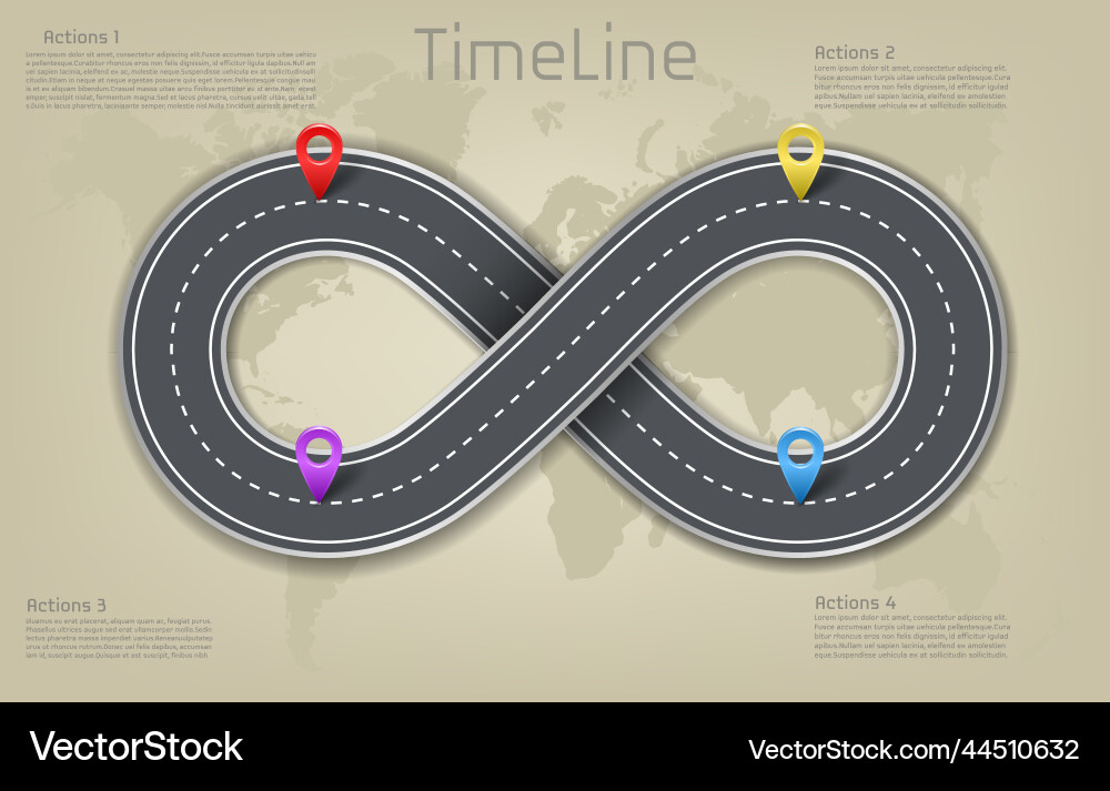 Infographic world map road timeline layout Vector Image
