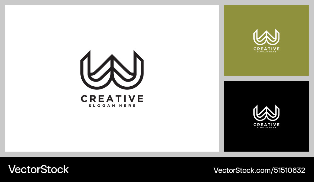 Letter w line logo design linear creative minimal Vector Image