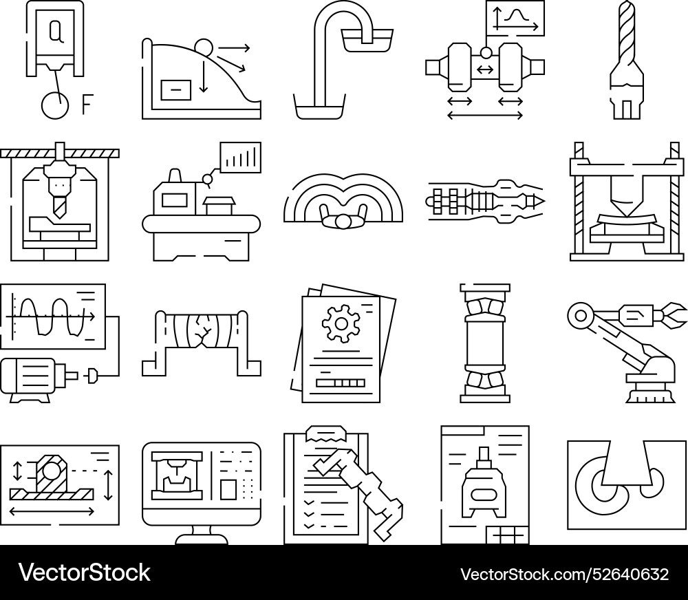 Mechanical engineer industry icons set Royalty Free Vector