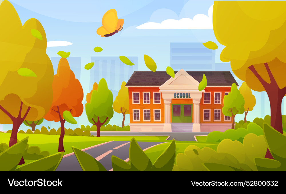 School building education cartoon background Vector Image