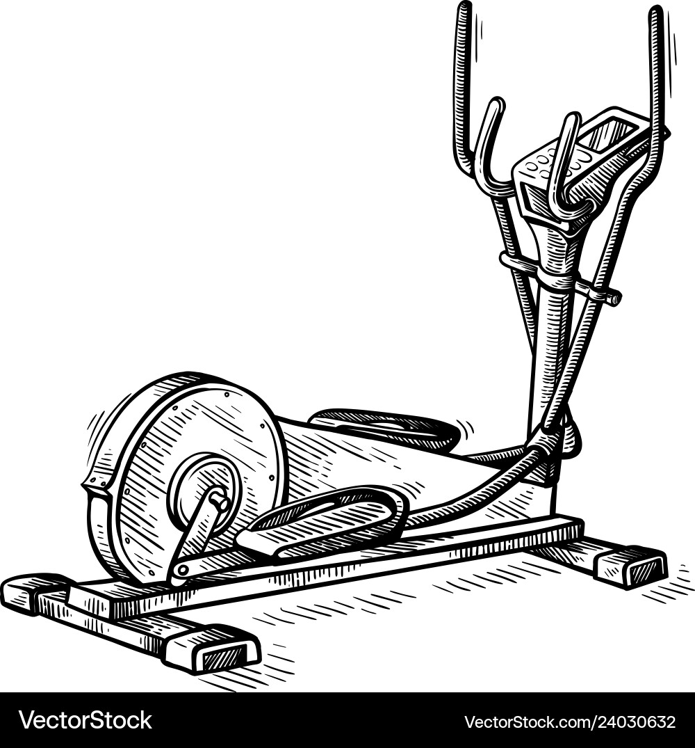 Sketch hand drawn gym equipment machine elliptical