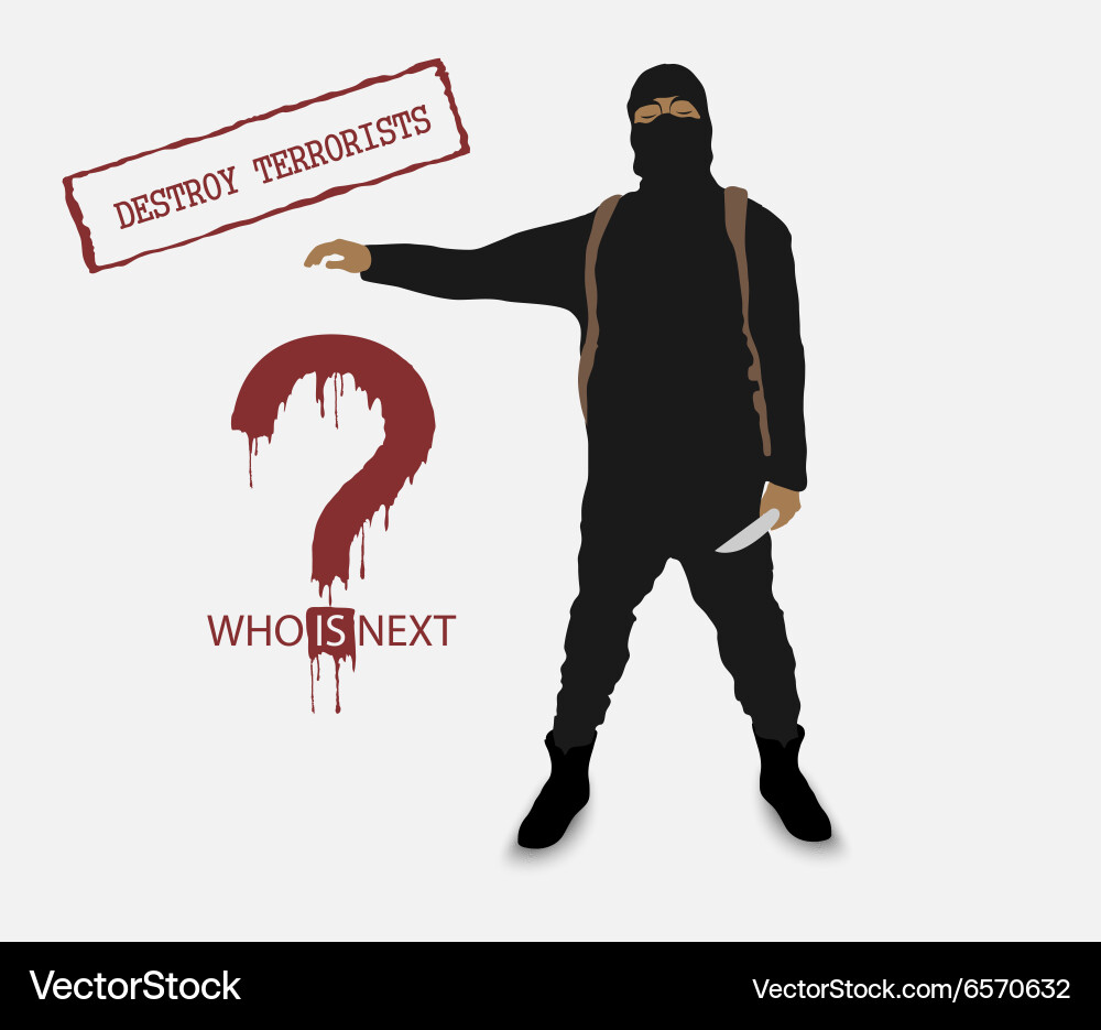 Terrorist with a knife in uniform Royalty Free Vector Image