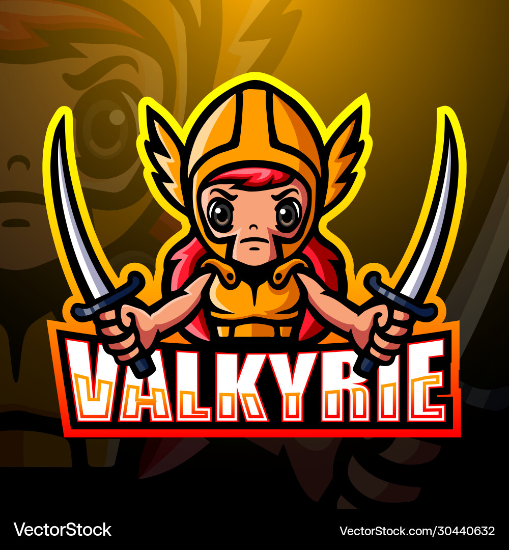 Valkyrie mascot esport logo design Royalty Free Vector Image
