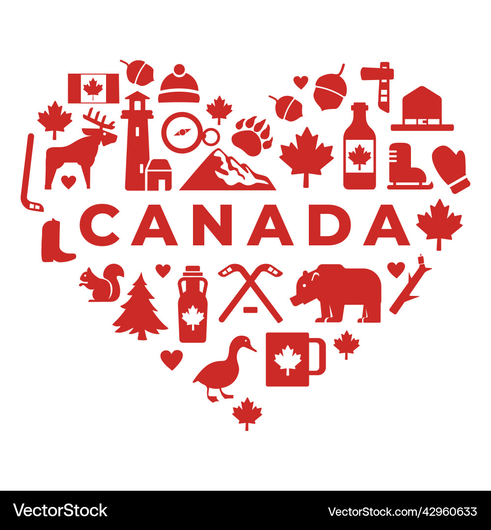 Canada red heart high quality Royalty Free Vector Image