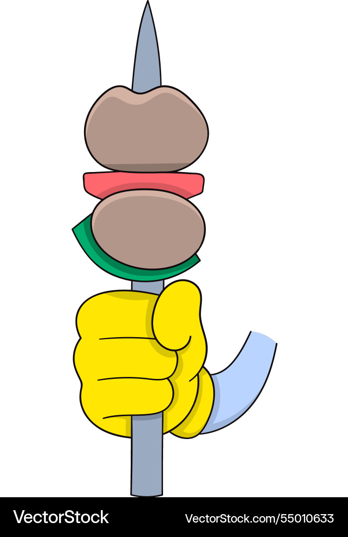 Cartoon hand holding delicious skewer Royalty Free Vector