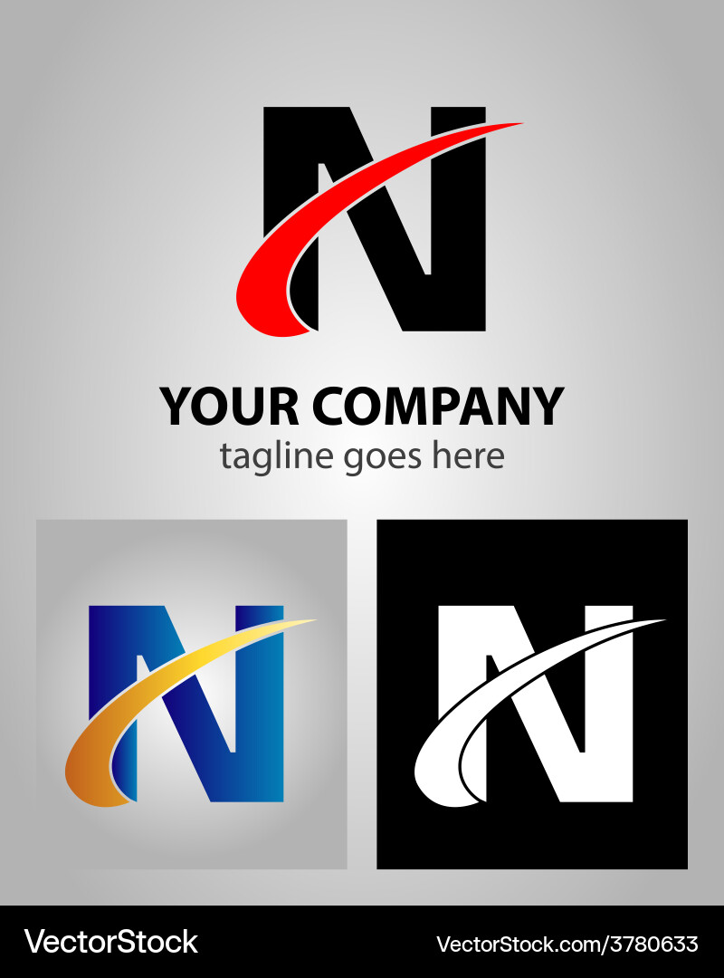 Elegant N Ribbon Logo Template Royalty Free Vector Image