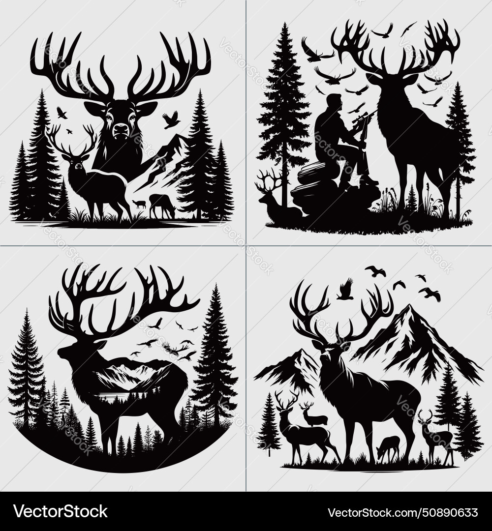 Father and Son Deer Hunt Royalty Free Vector Image