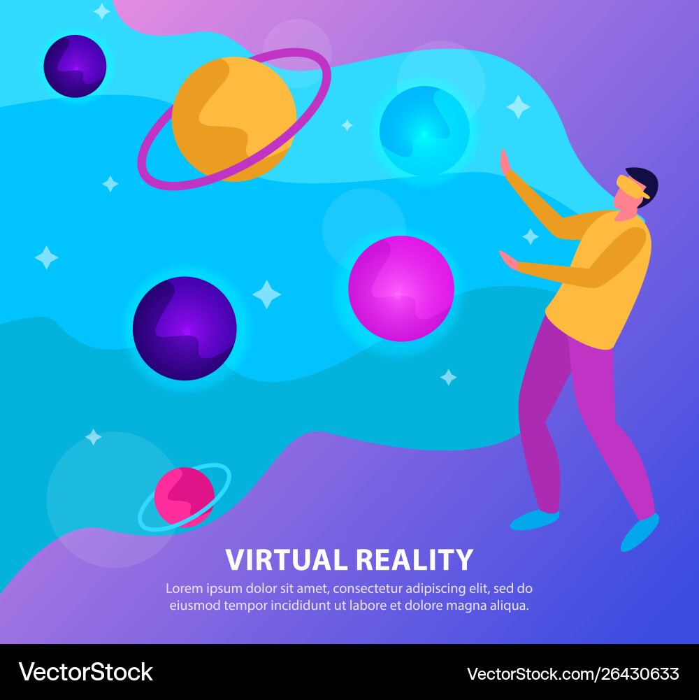 Flat virtual reality background Royalty Free Vector Image