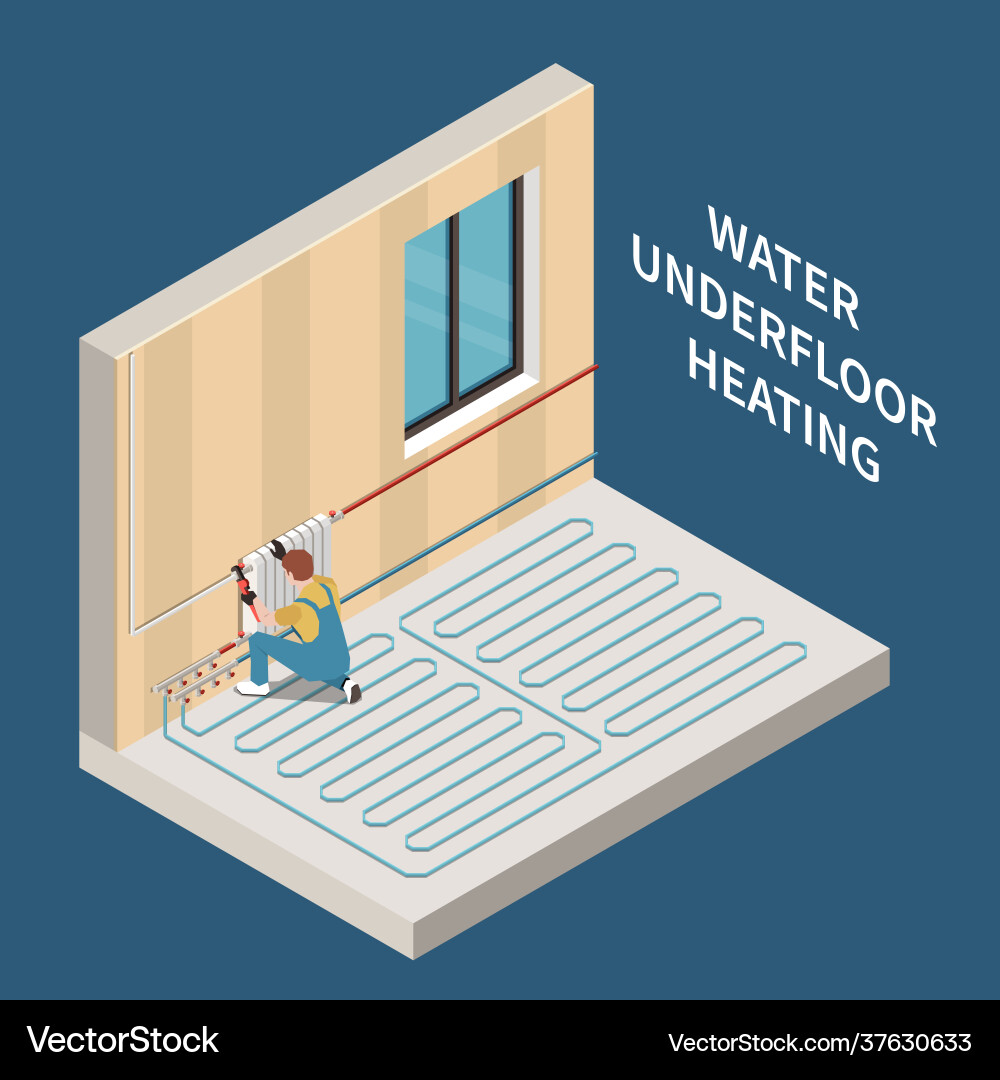 Heating system isometric Royalty Free Vector Image