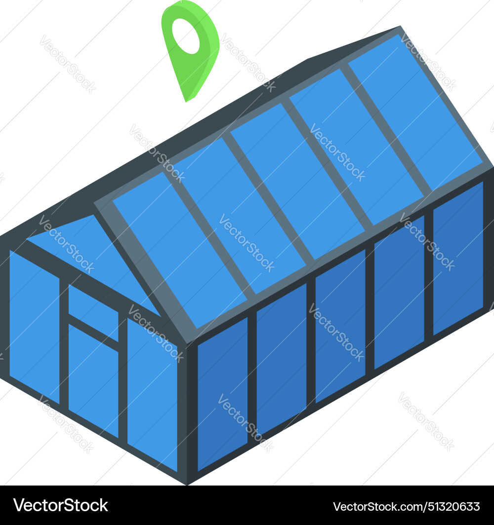 Isometric warehouse with location pin icon Vector Image