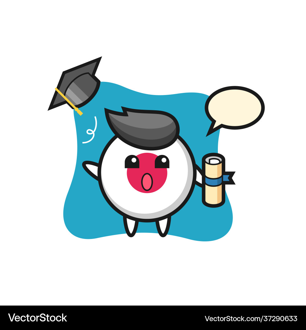 Japan flag badge cartoon throwing hat Royalty Free Vector