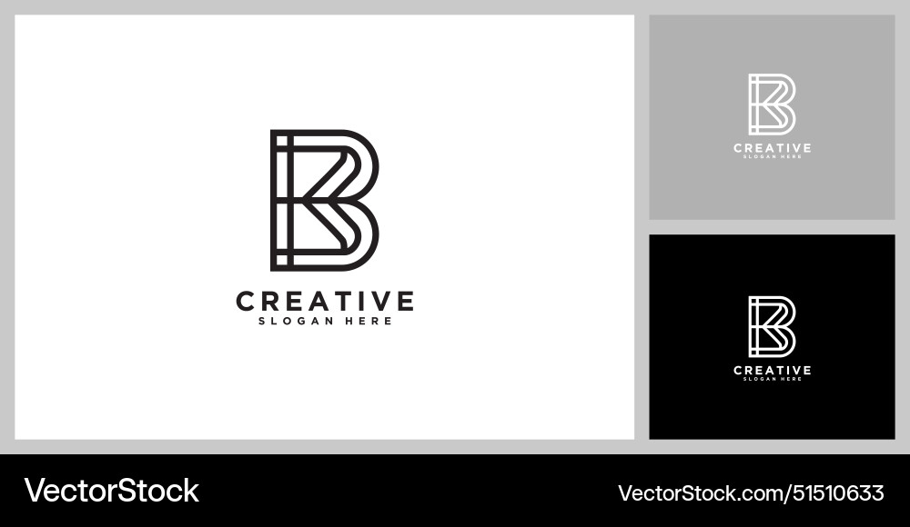Letter b line logo design linear creative minimal Vector Image
