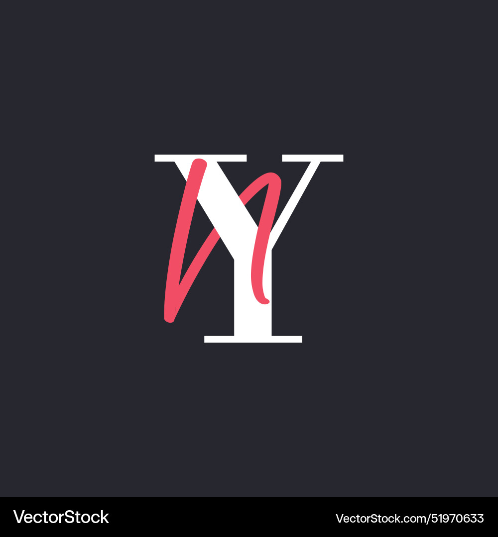 Letter yn logo perfectly blended initials Vector Image