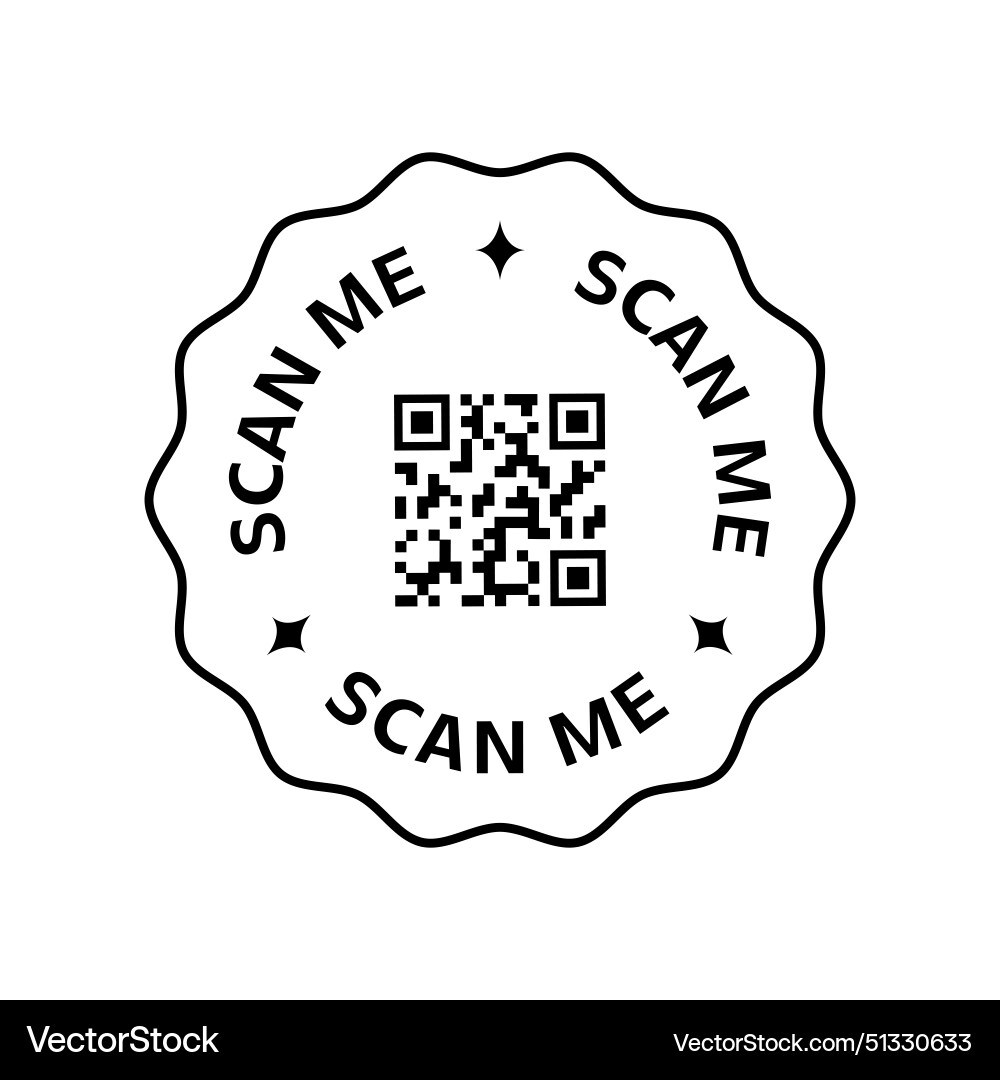Qr-Code mit Scan mir Text in dekorativer Grenze Vektorbild