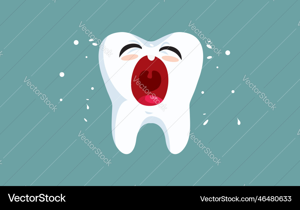 Sad tooth crying in pain cartoon Royalty Free Vector Image