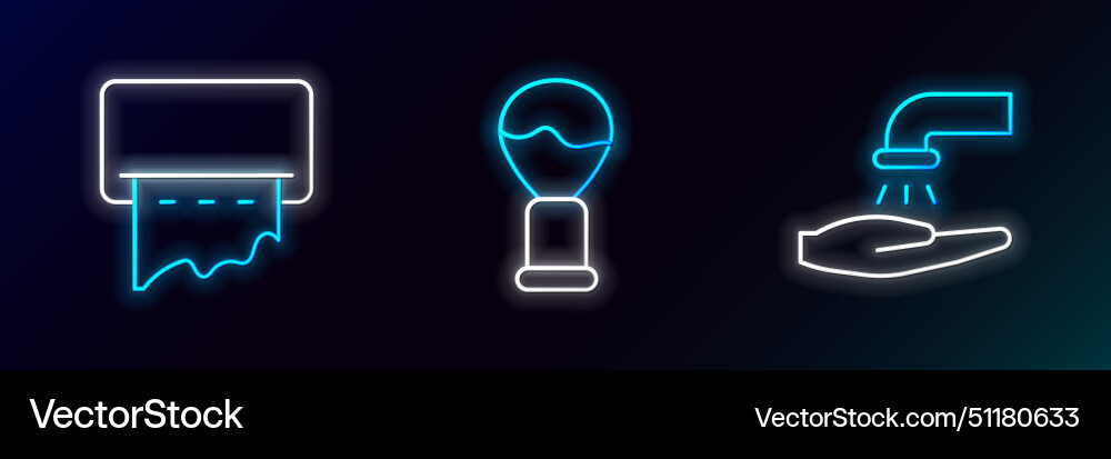 Set line washing hands with soap paper towel Vector Image