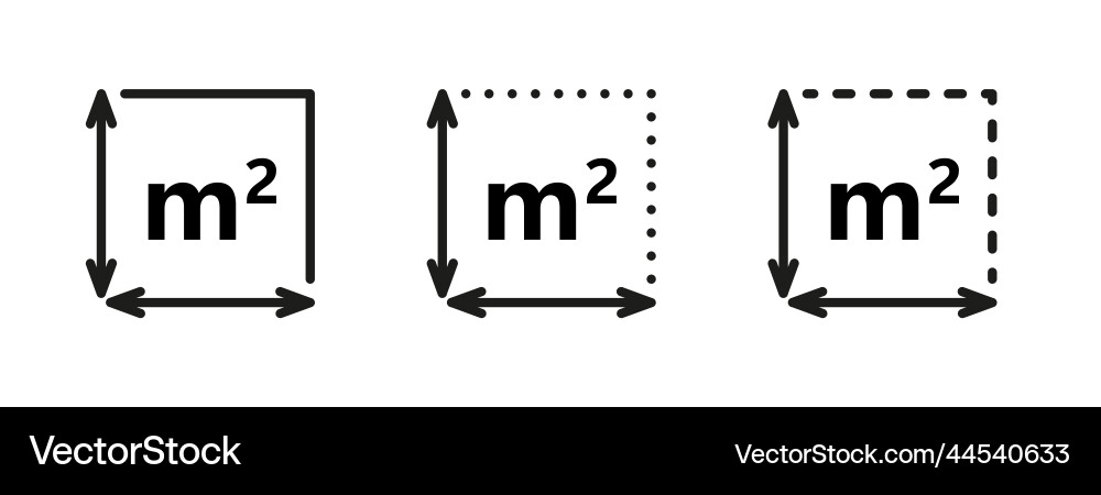 Square meter icon m2 sign flat area in Royalty Free Vector