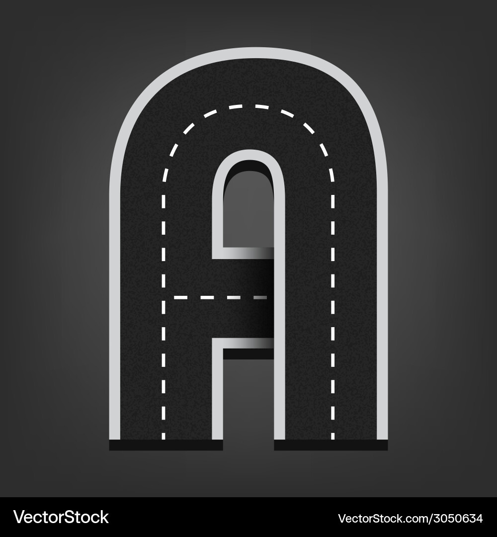 A letter road font Royalty Free Vector Image - VectorStock