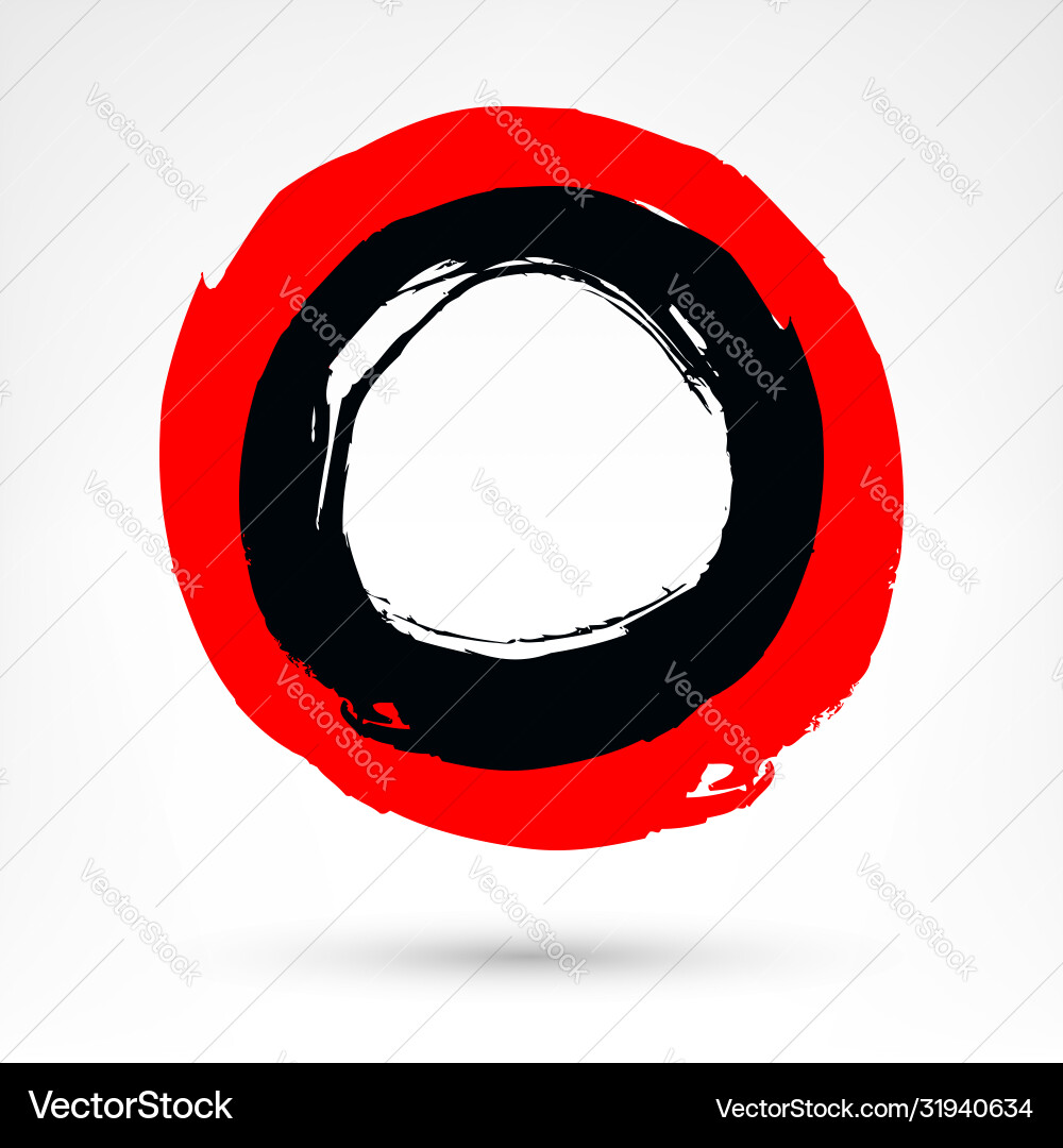 Circle brush stroke black and red brushstroke Vector Image
