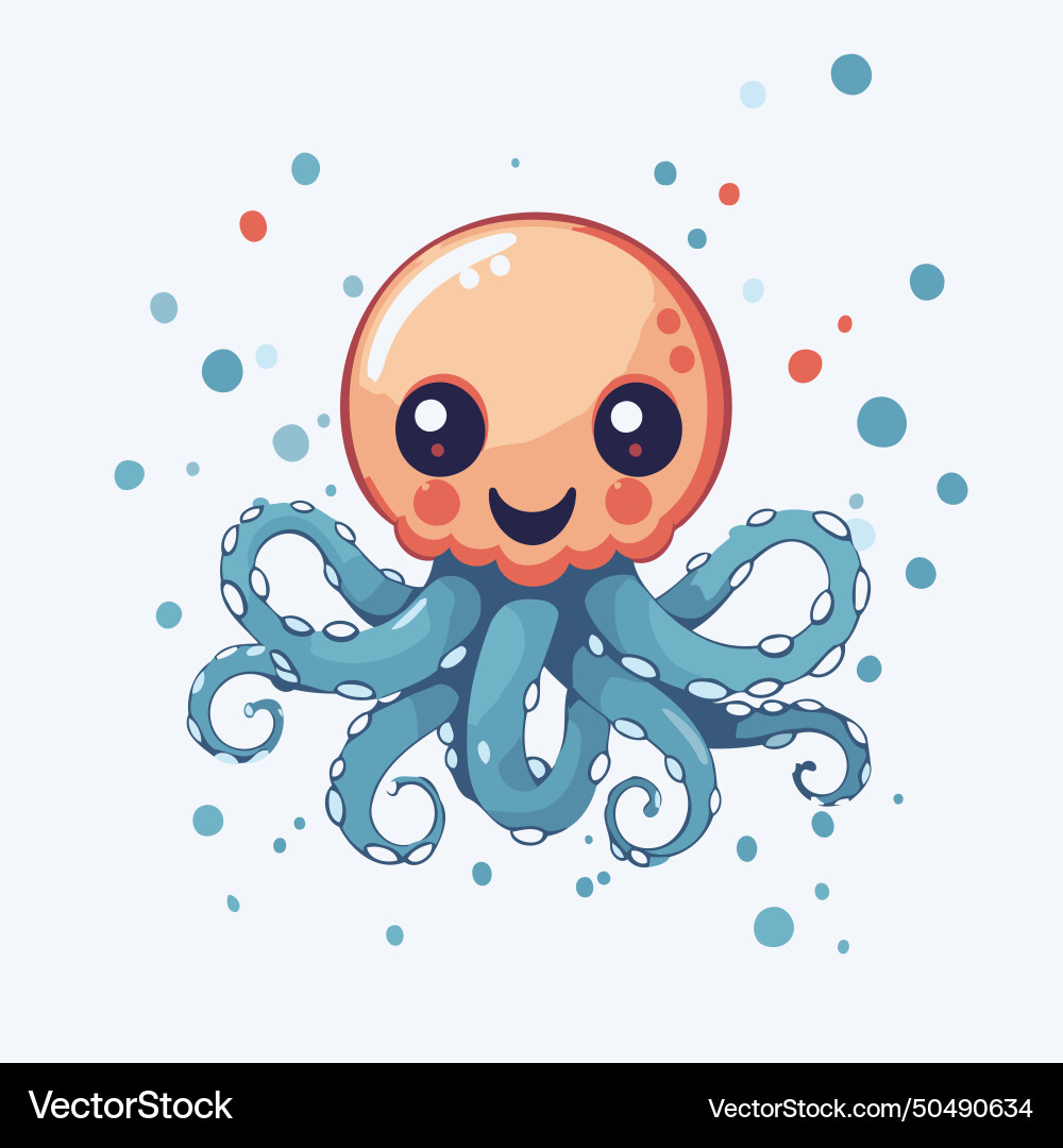 Cute cartoon octopus character isolated on white Vector Image