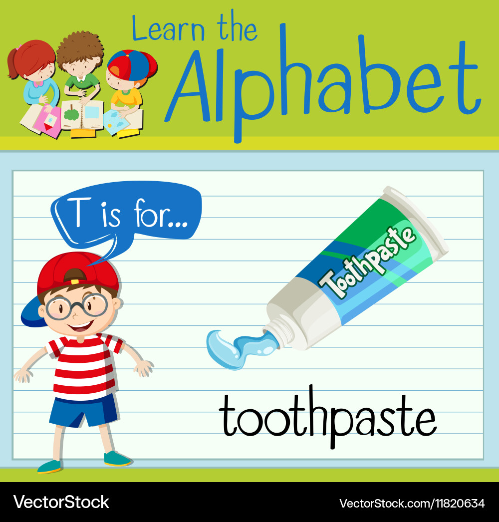 Flashcard Brief t ist für Zahnpasta Lizenzfreier Vektor