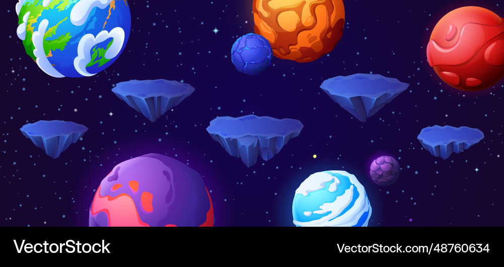 Floating platform space game level ui background Vector Image