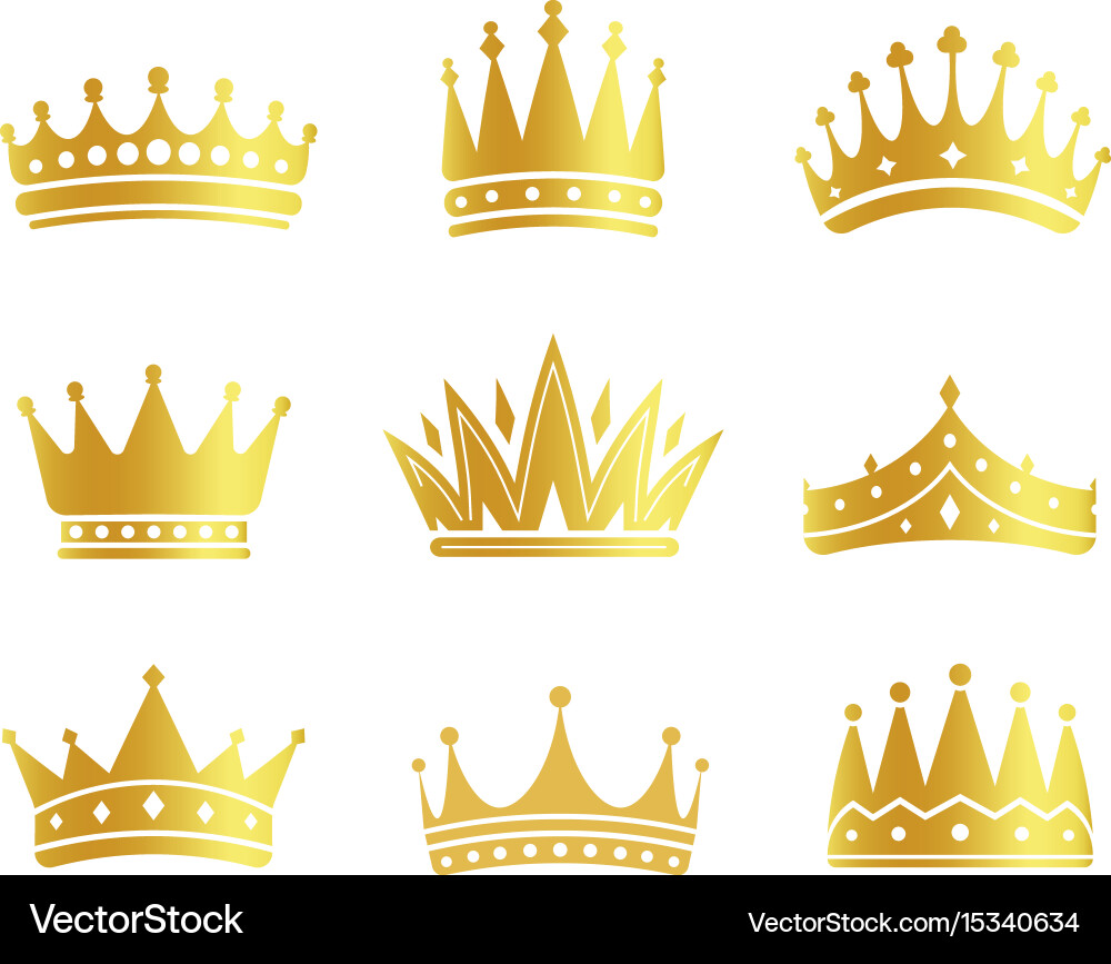 Golden Crown Collection Royalty Free Vector Image